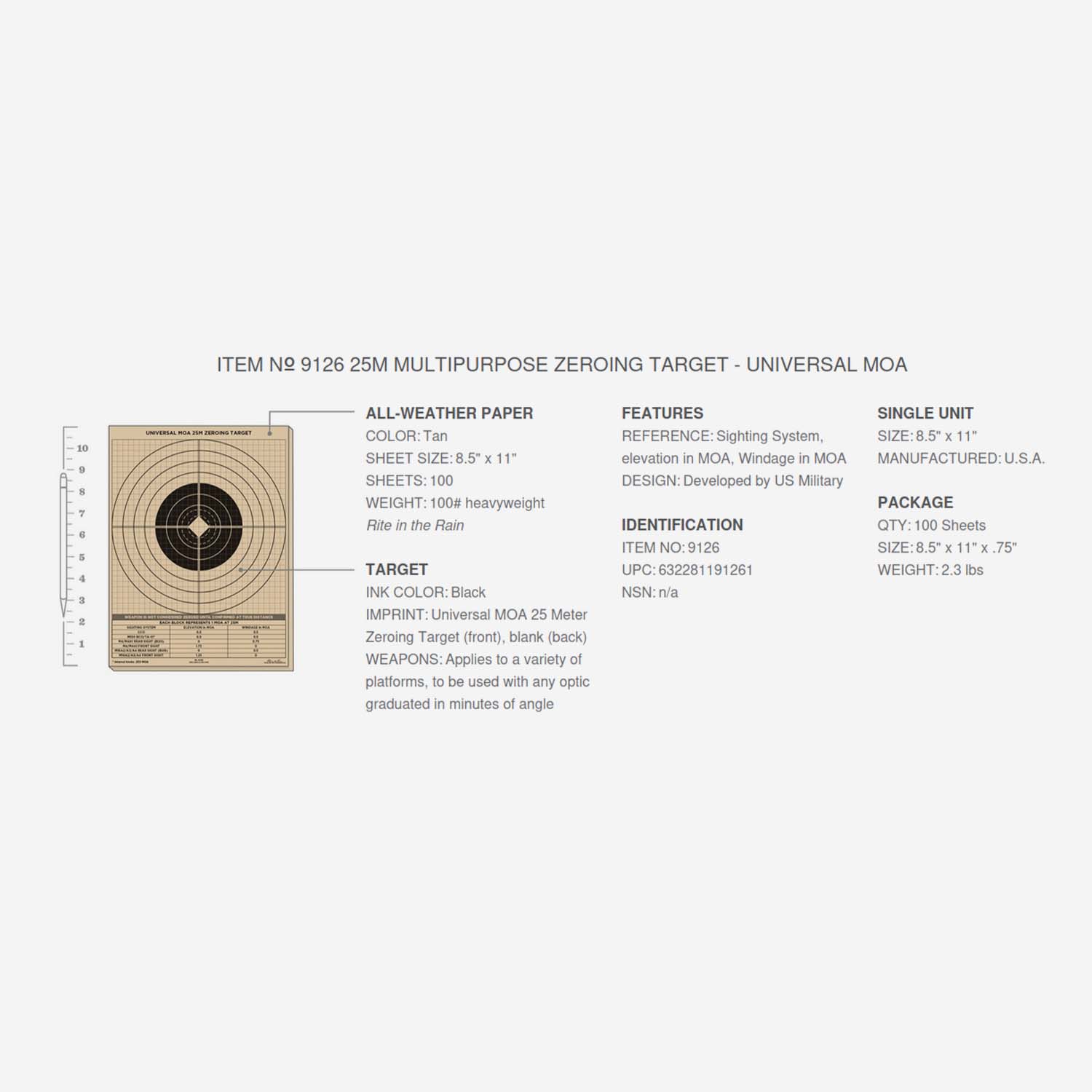 25 Meter Multipurpose Zeroing Targets - Universal MOA - GoGear Direct