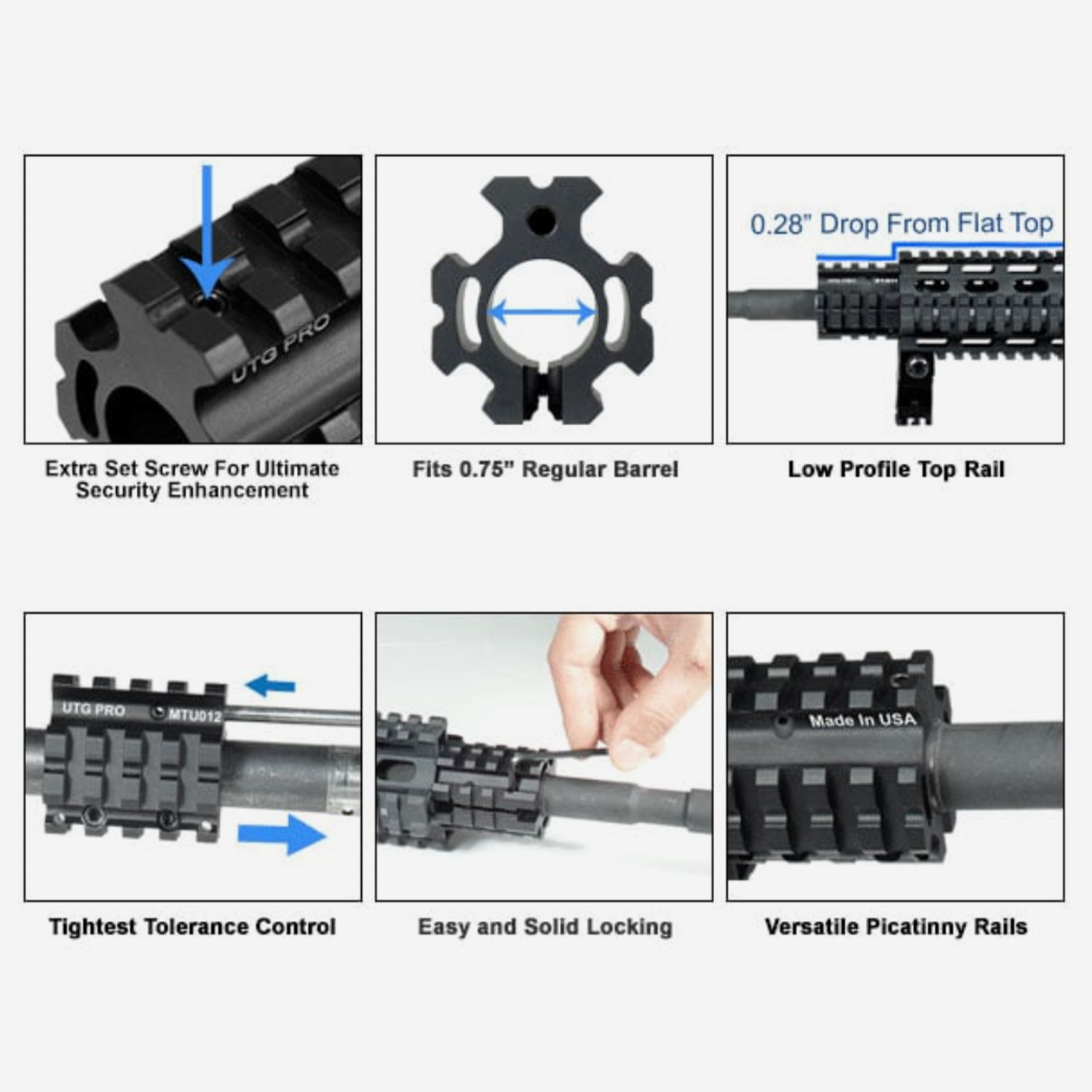 AR15 Low-pro Quad-rail Gas Block for .75" Barrel - GoGear Direct